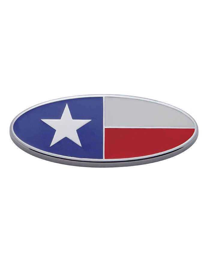 UP10934 - Chrome Oval Emblem - Texas Flag