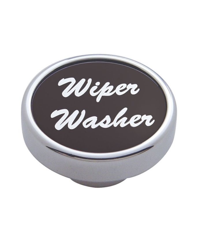(CARD) CHROME DASH KNOB W/ ALUMINUM "WIPER/WASHER" STICKER - BLACK