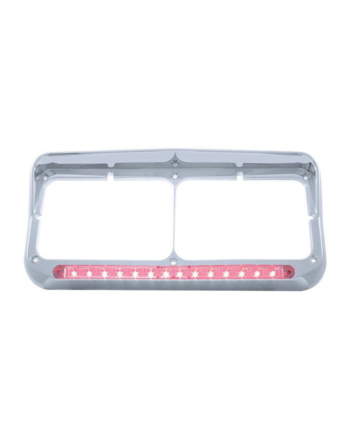 UP32576 - 14 LED Chrome Rectangular Dual Headlight Bezel With Visor ...
