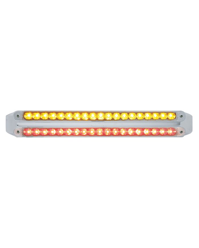 UP37683 - Dual 19 LED 12" Reflector Light Bars - Amber & Red LED/Clear Lens