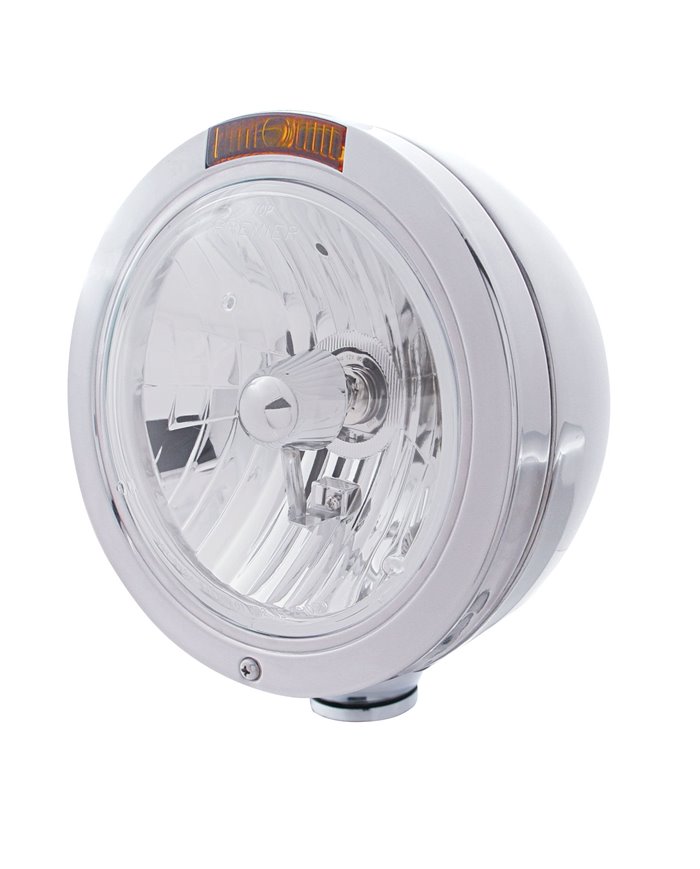 UP31199-Stainless Steel Bullet Classic Headlight Crystal H4 Bulb & Turn ...
