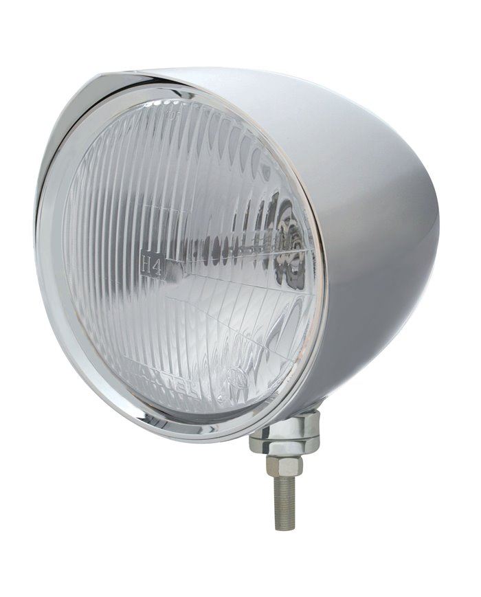 UP32533-Chrome "Chopper" Headlight w/ Razor Visor H4 Bulb