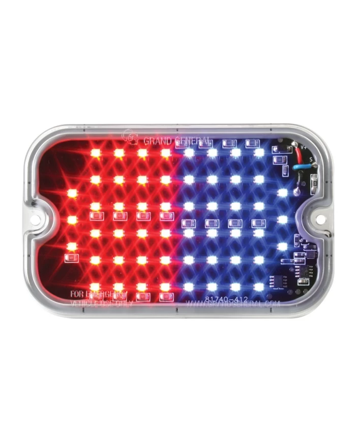 GG81761-RECT. BLUE/RED MULTI-STROBE 54 LED LIGHT, 15 FLASH PATTERN
